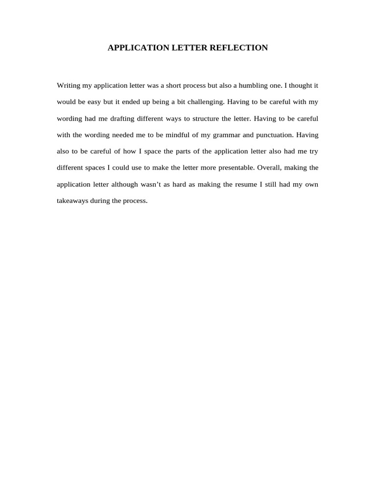 Application Letter Reflection | PDF
