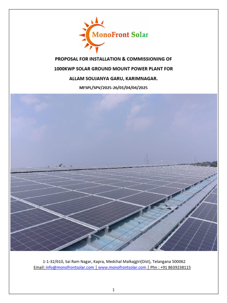MFSPL-Q-1MWp Ground Mount Capex Proposal - Allam Soujanya Garu ...