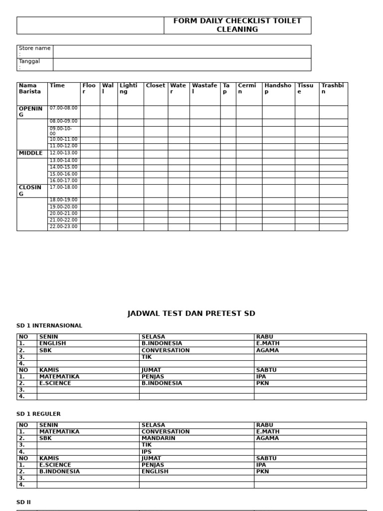 Form Daily Cleaning | PDF