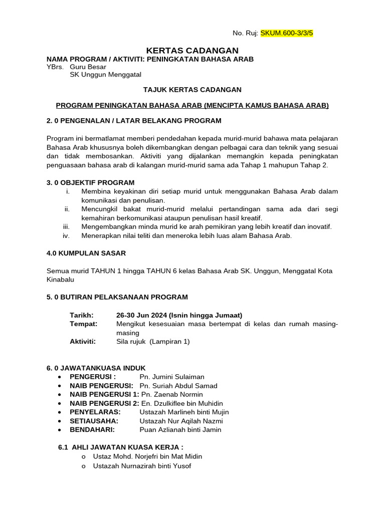 Contoh Kertas Kerja | PDF