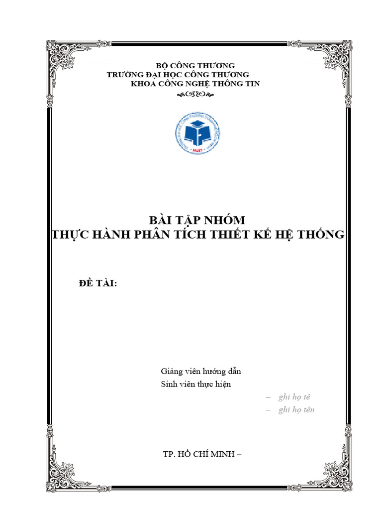 Qui Dinh Mau Trinh Bay Do An Mon Hoc - 12DHTH - TH PTTK HTTT | PDF