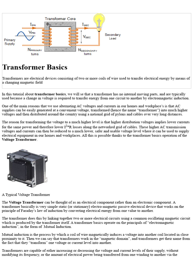 Transformer Basics and Transformer Principles | PDF | Transformer | Inductor