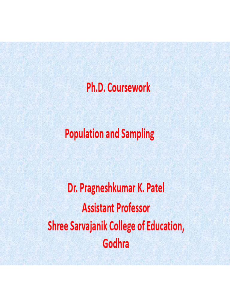 Population and Sampling Dr. P.K.Patel | PDF