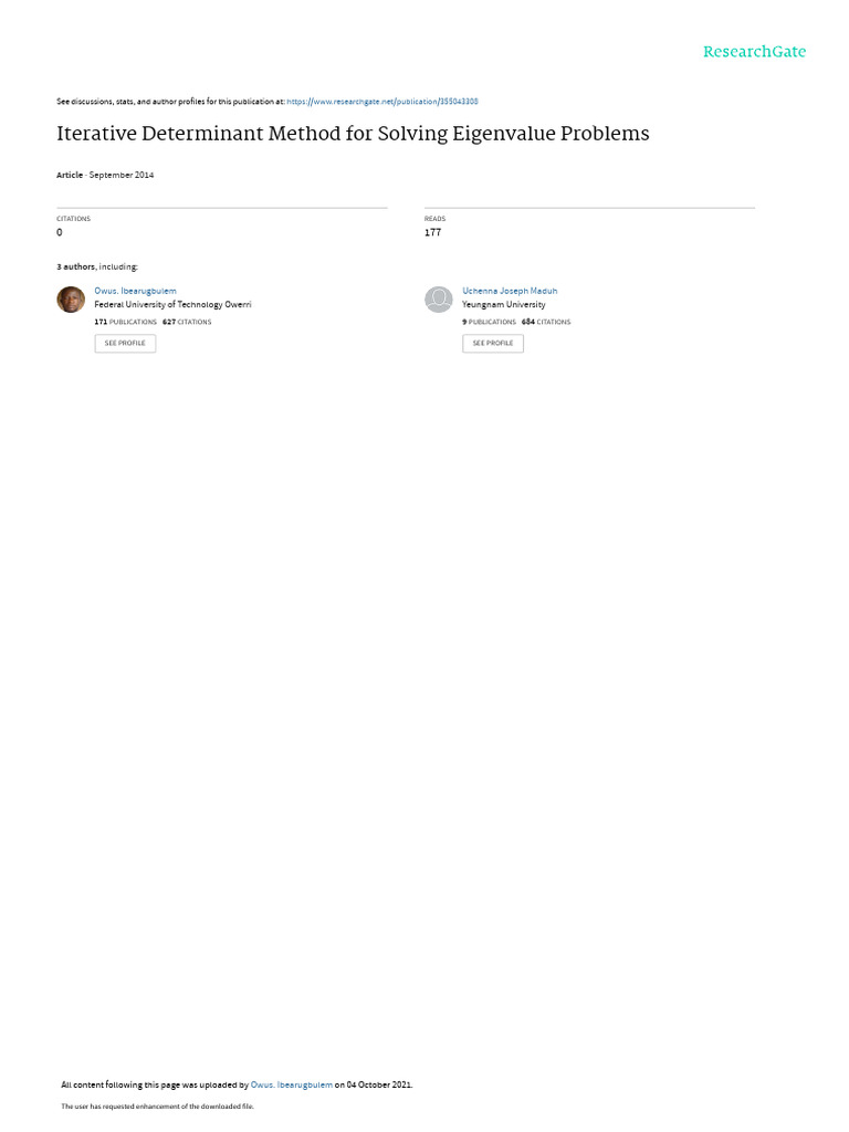 56 Iterative Determinant Methodfor Solving Eigenvalue Problems Pdf Eigenvalues And