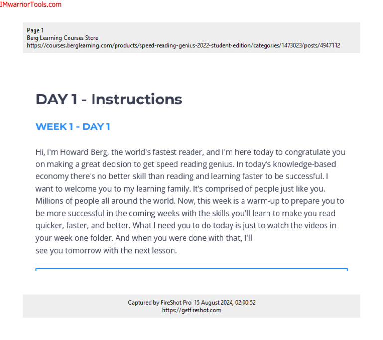 01-DAY 1 - Instructions | PDF