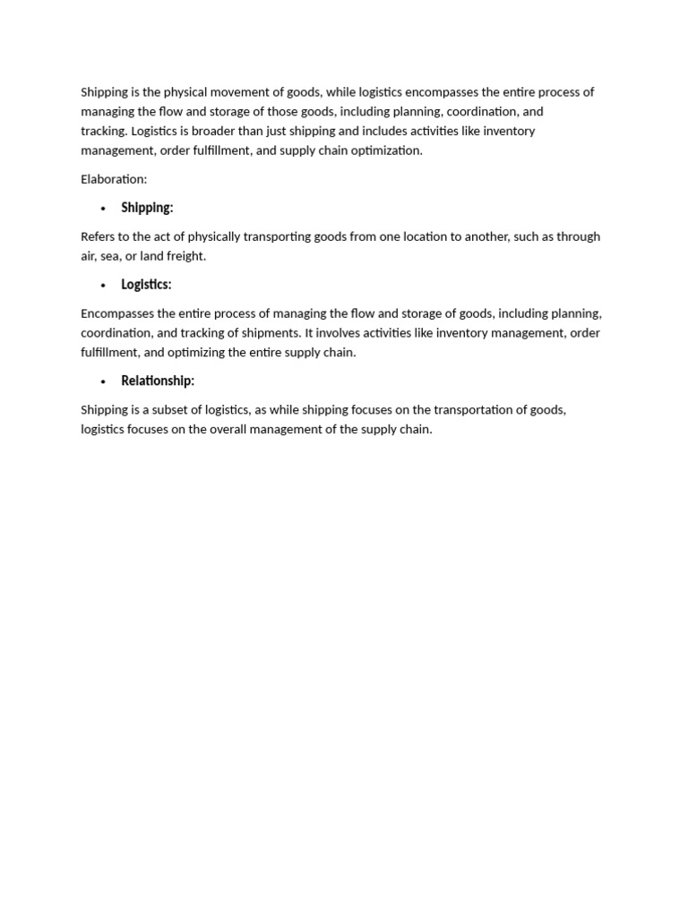 Shipping Is The Physical Movement of Goods | PDF