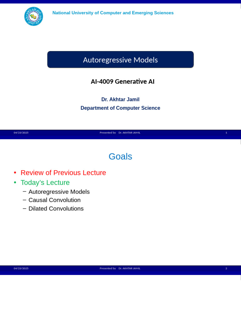 Lecture # 4-2 Autoregressive Models | PDF | Matrix (Mathematics) | Applied Mathematics
