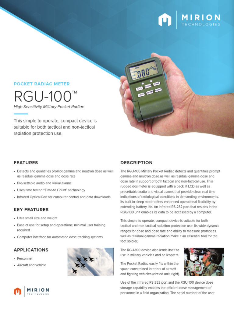 c49673_rgu-100_super_spec_1 | PDF | Radiation | Radiation Protection
