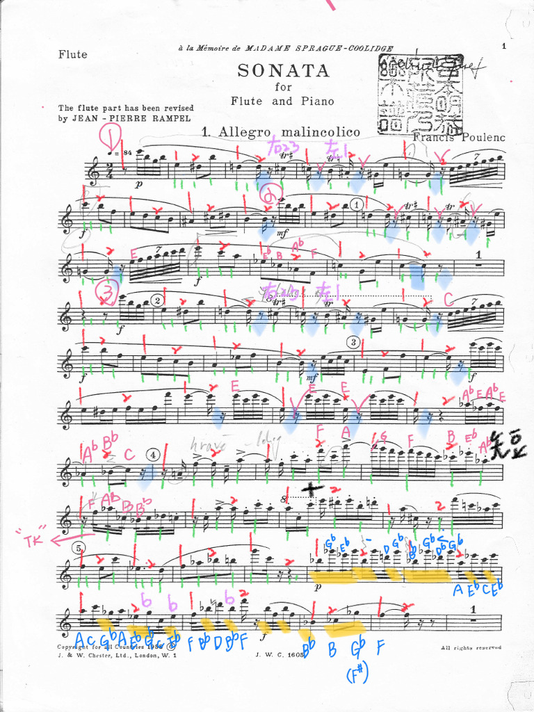 Poulenc Flute Sonata Part | PDF
