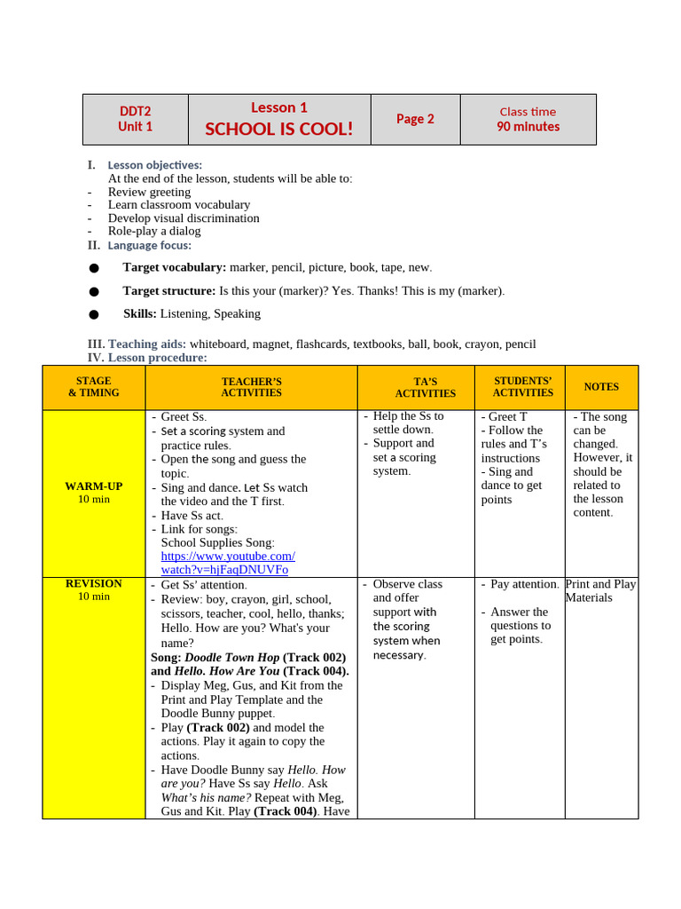 DT2- LESSON PLAN- UNIT 1- LESSON 1 | PDF | Learning | Human Communication