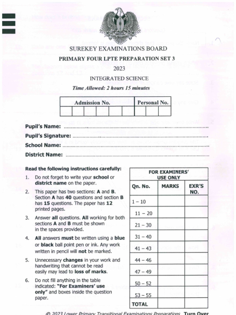 Surekey p.4 Science Eot 2 | PDF