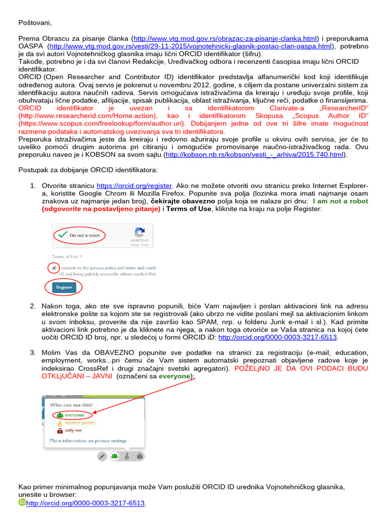 ORCID Uputstvo | PDF