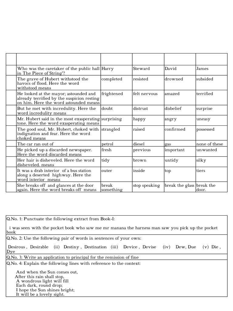 Piece of String, Play 1, Poem 1 | PDF