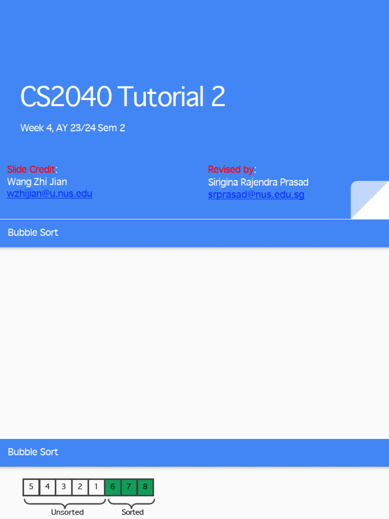 CS2040 Tutorial 02 Slides Jan 2025 | PDF | Algorithms | Applied Mathematics