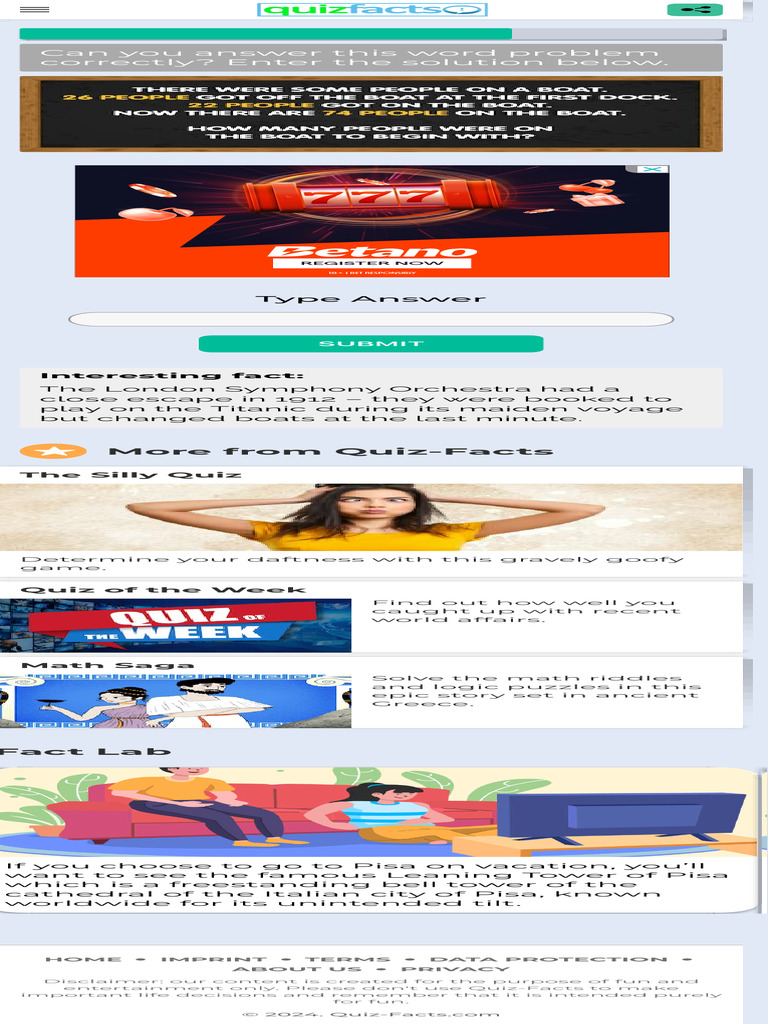 Quick Math Quiz | PDF