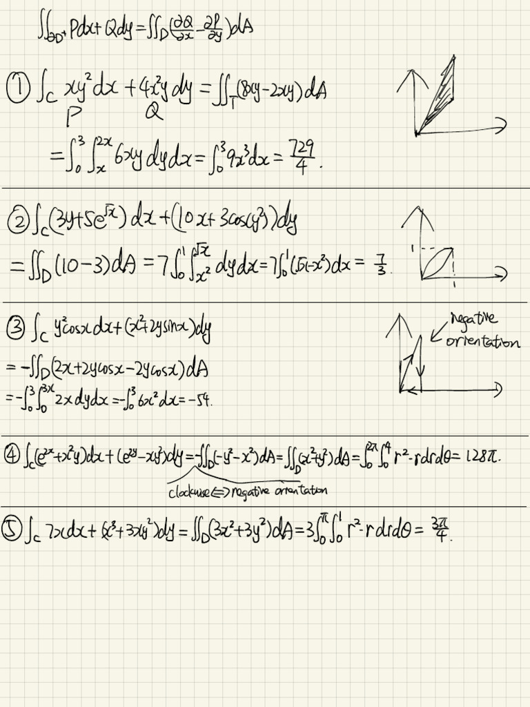 Green's Theorem Solutions | PDF