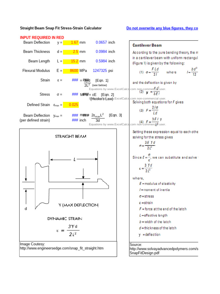 Snap Fit Beam Calculator | PDF