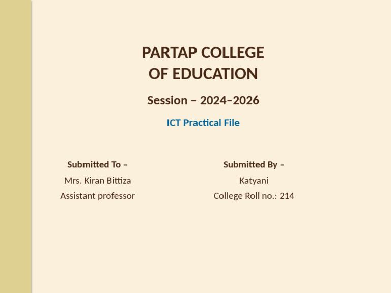 ICT Practical File for Partap College | PDF