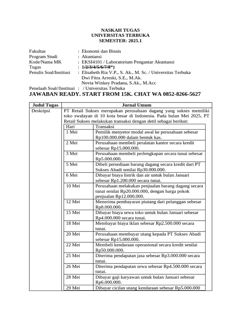 Tugas 1 - Lab Pengantar Ak | PDF