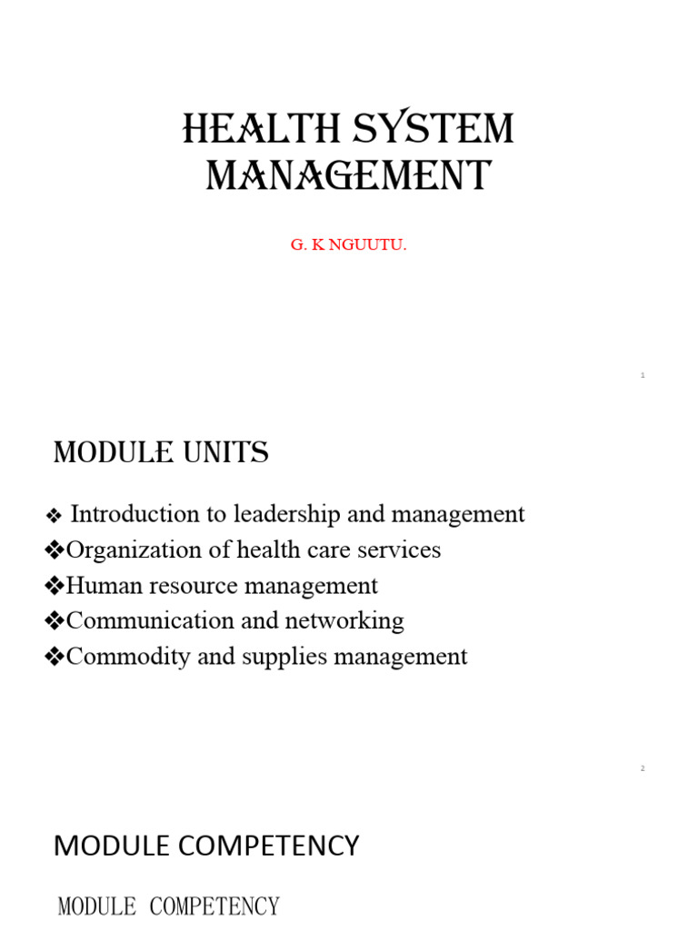Health System Management. Otm-1-1 | PDF | Motivation | Motivational