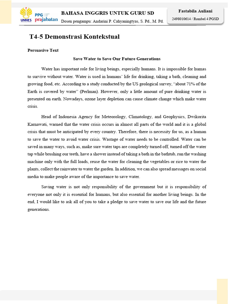 T4-5 Demonstrasi Kontekstual - Fastabila Auliani | PDF