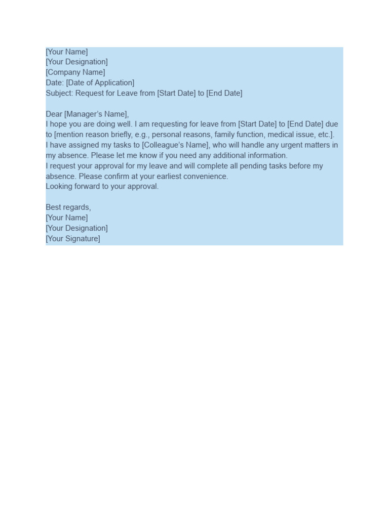 Leave Letter Format | PDF