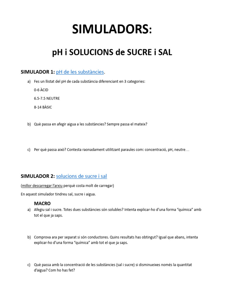 8 Tasca simuladors pH i solucions | PDF