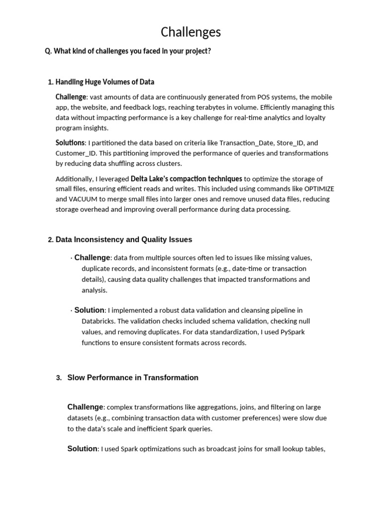 Apache Spark Data Challenges and Solutions | PDF | Apache Spark | Data