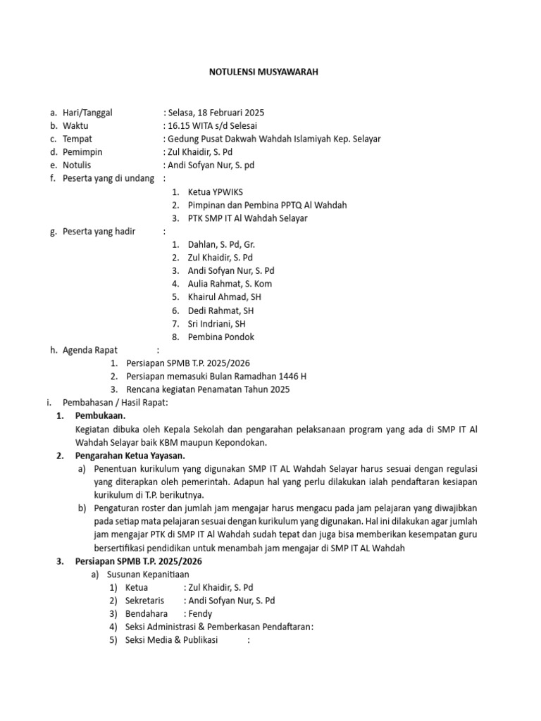 Notulensi 18 Feb. 2025 | PDF