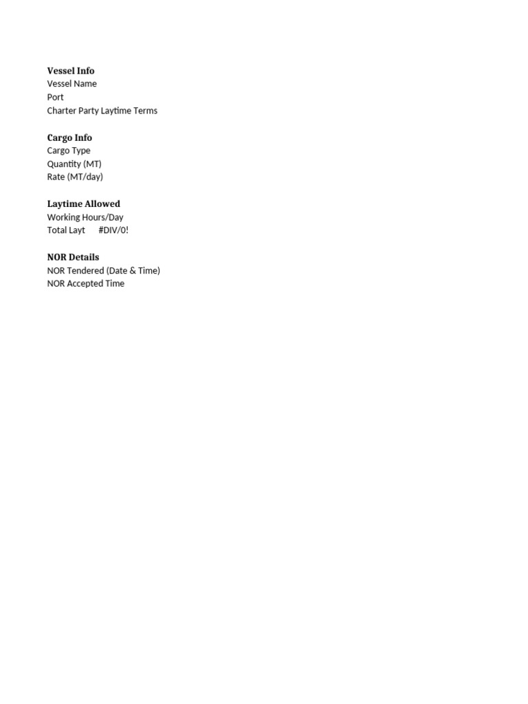 NOR Tendered and Laytime Summary | PDF