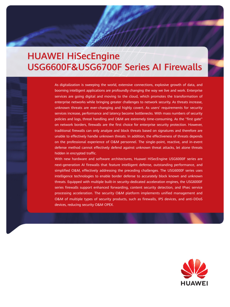 HUAWEI HiSecEngine USG6000F Series Firewalls - Fixed Configuration | PDF | Computer Network ...