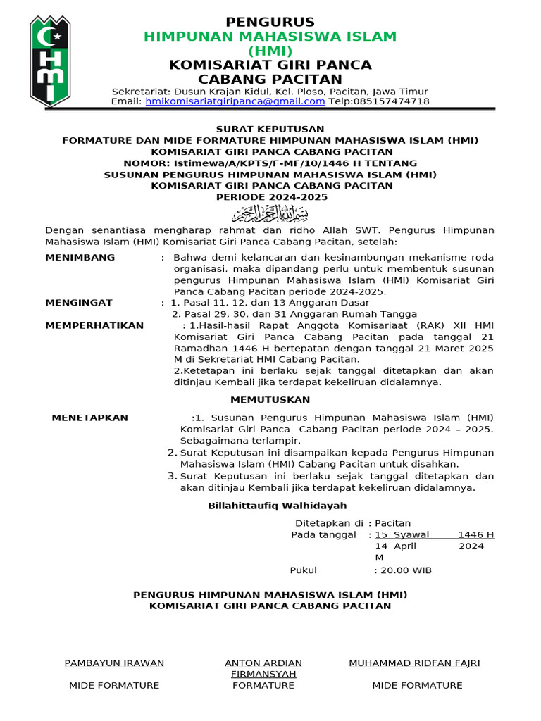 Surat Keputusan F & MF | PDF