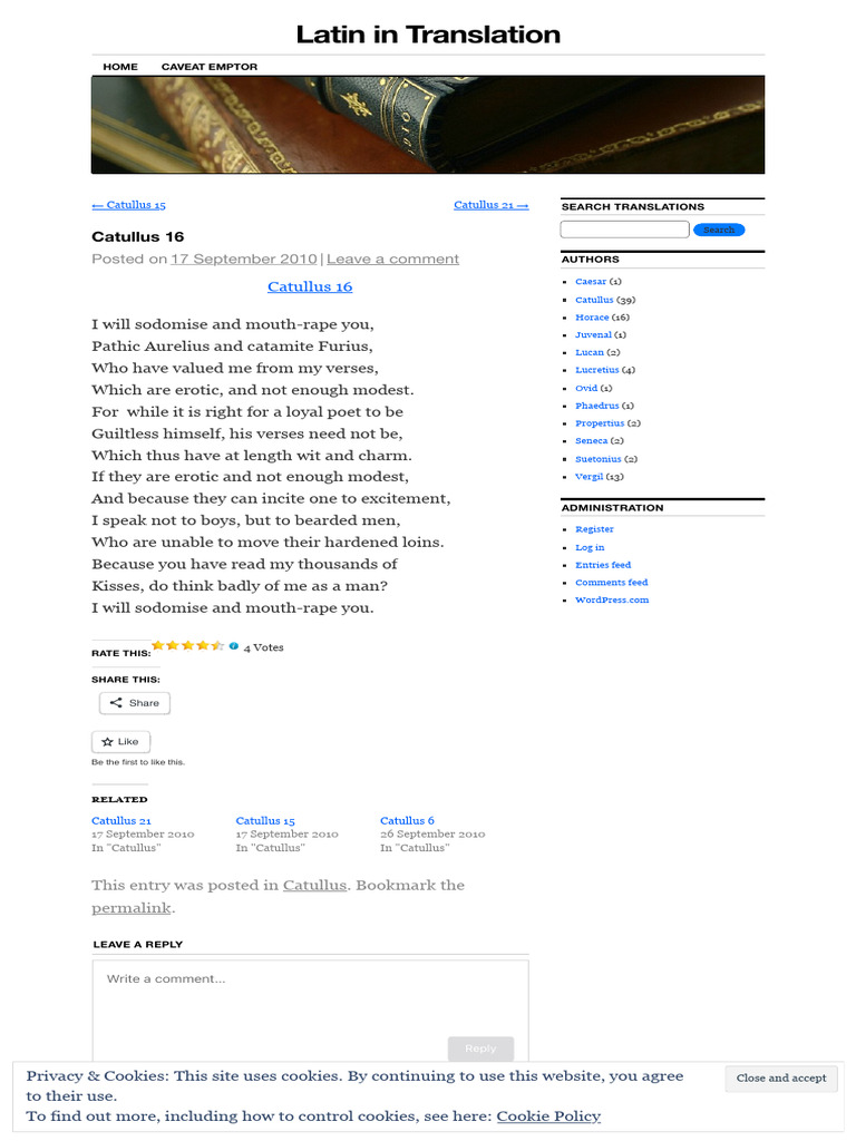 Catullus 16 Latin in Translation | PDF | Ancient Rome | Poetry