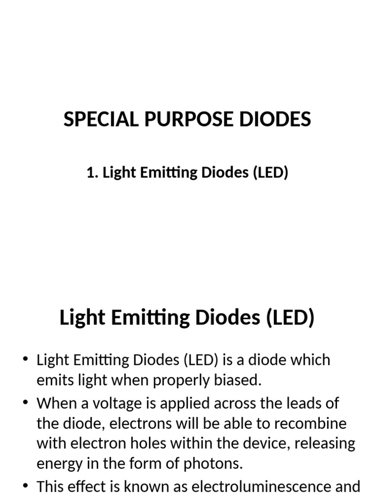 Special Purpose Diodes | PDF | Diode | Light Emitting Diode