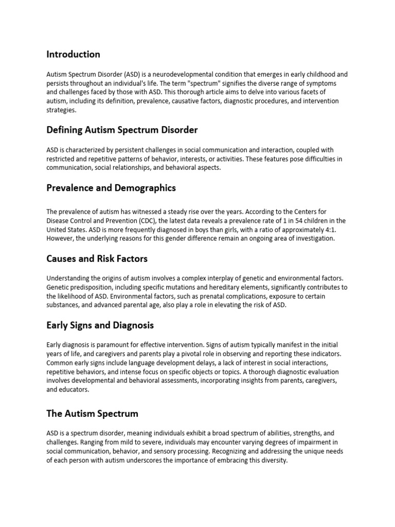 Autism Spectrum Disorder | PDF | Autism | Cognitive Behavioral Therapy