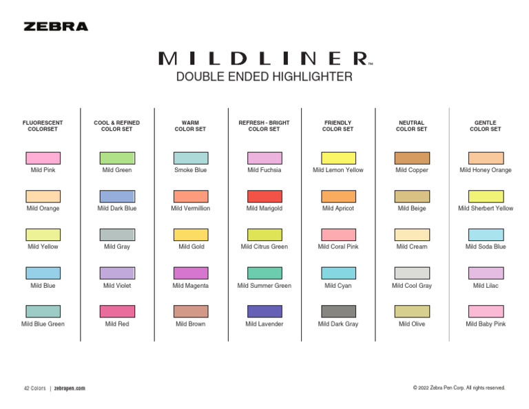 Mildliner Color Chart Nov 2022 Update | PDF