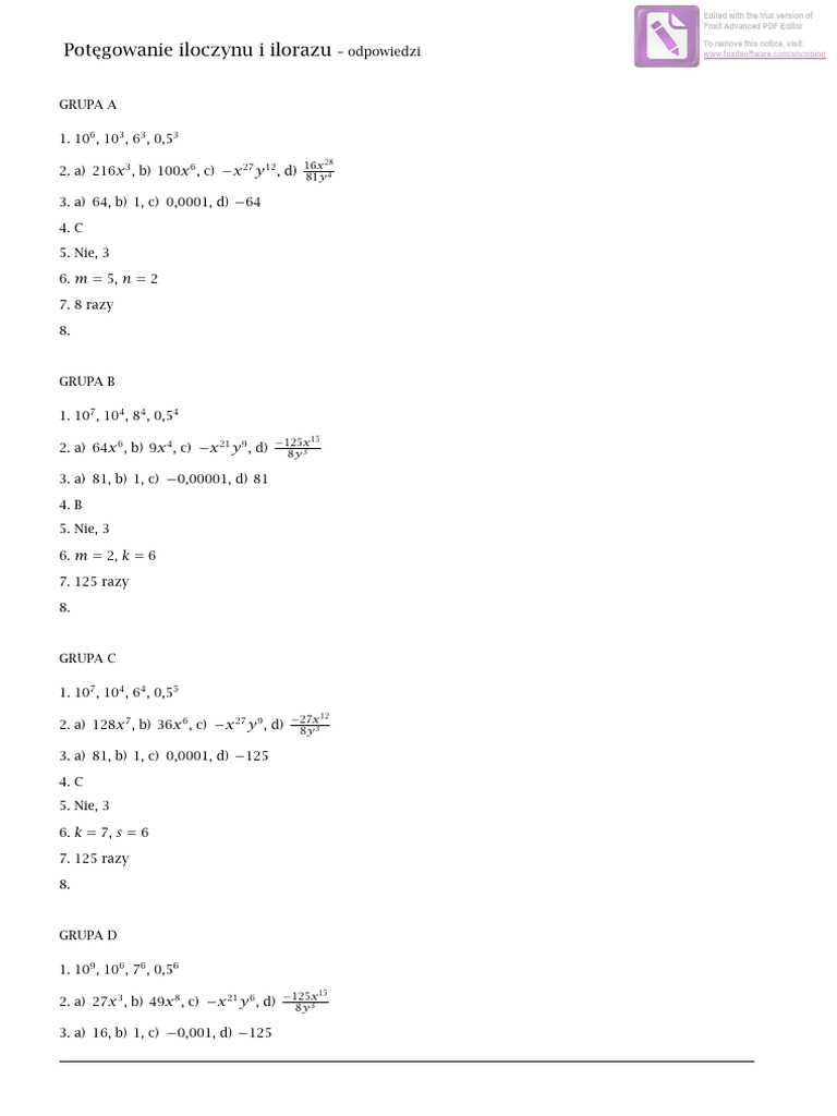 Potegi I Pierwiastki Klas+-Wka G+é+-Wna | PDF | Information Technology ...