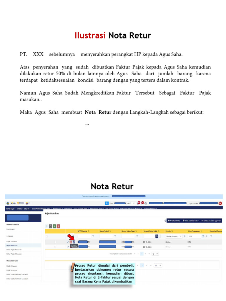 Tutorial Pembuatan Nota Retur Via Coretax | PDF