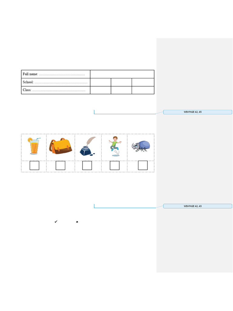 Grade 1 Unit 7 Test: Listening, Reading, Writing | PDF