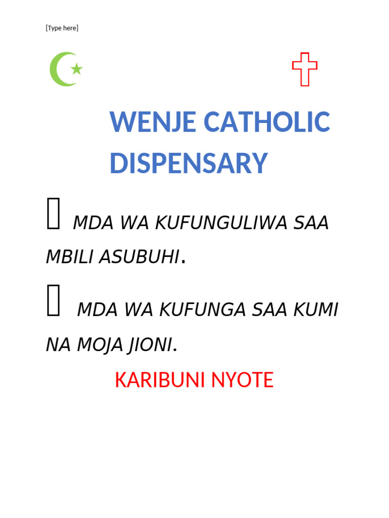 Wenje Catholic Dispensary | PDF