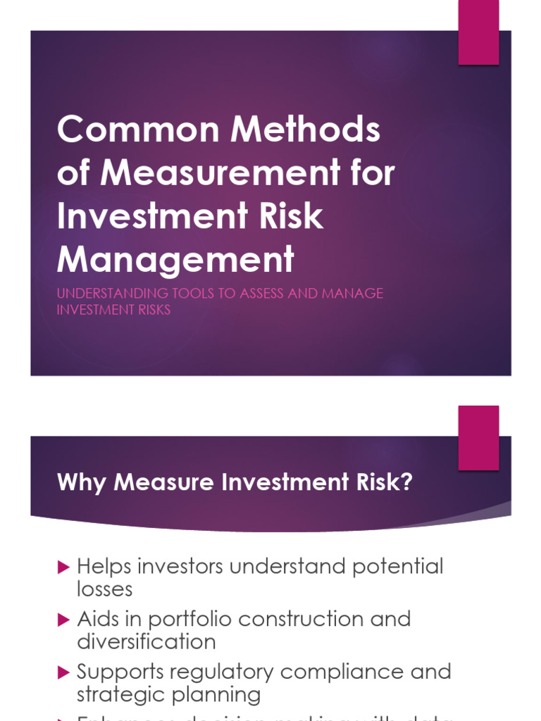 Investment Risk Measurement Methods | PDF | Financial Risk | Beta (Finance)