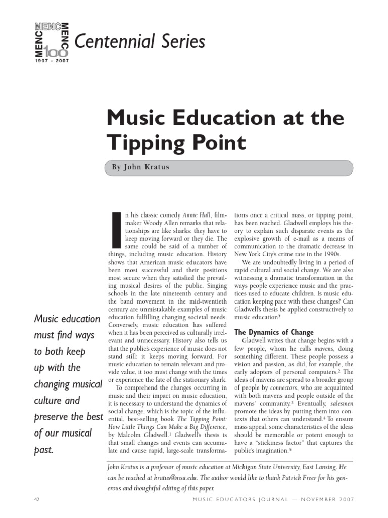 Music Education at The Tipping Point | PDF | No Child Left Behind Act