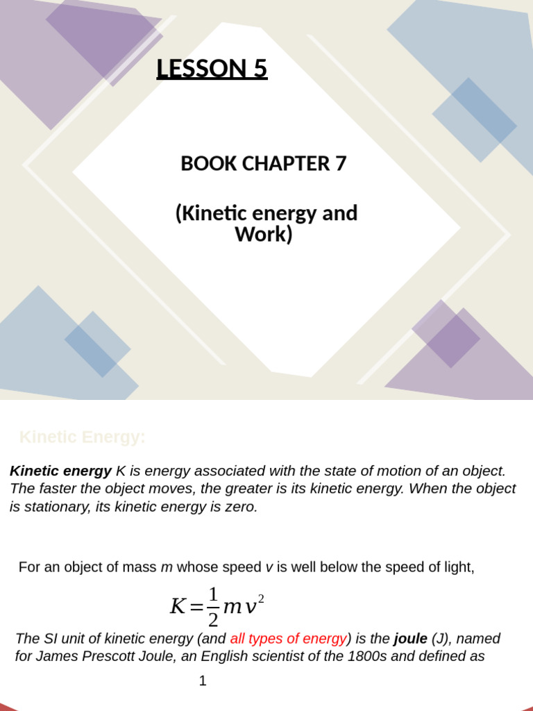 Physics 1 - LESSON 5 (Mid - Spring 24-25) | PDF | Force | Kinetic Energy