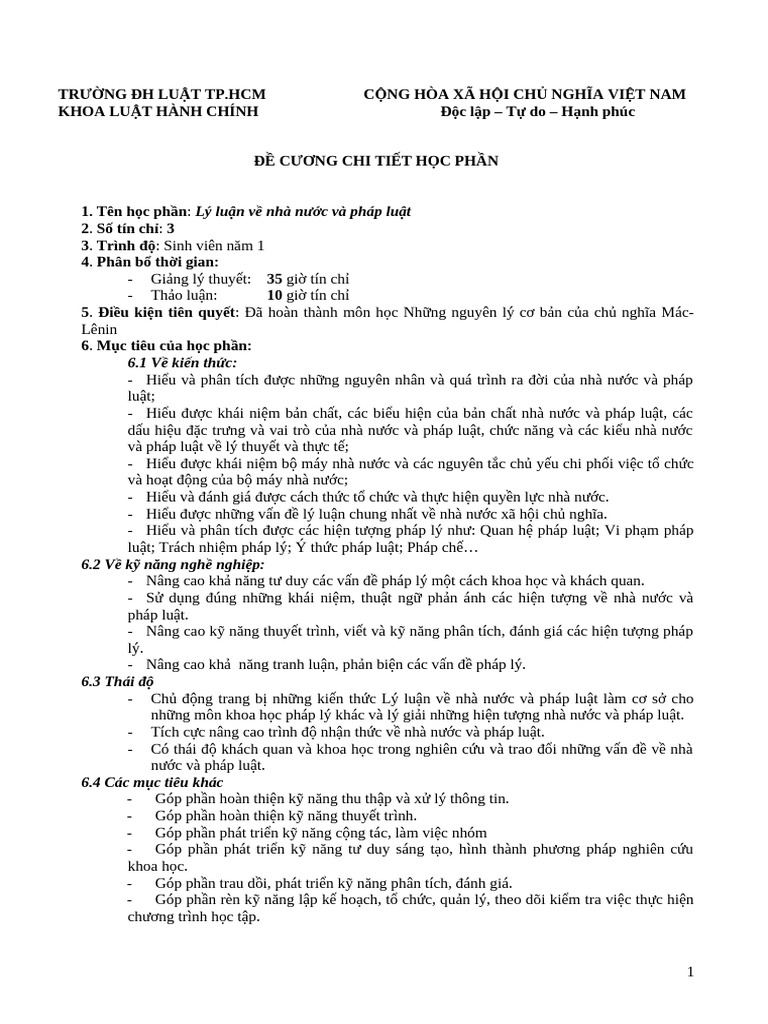 De Cuong Ly Luan NN Va PL | PDF