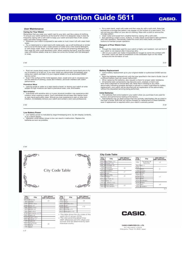 Инструкция Casio G-Shock GA-2100-1A1ER (7 Страницы) | PDF | Rust | Wear
