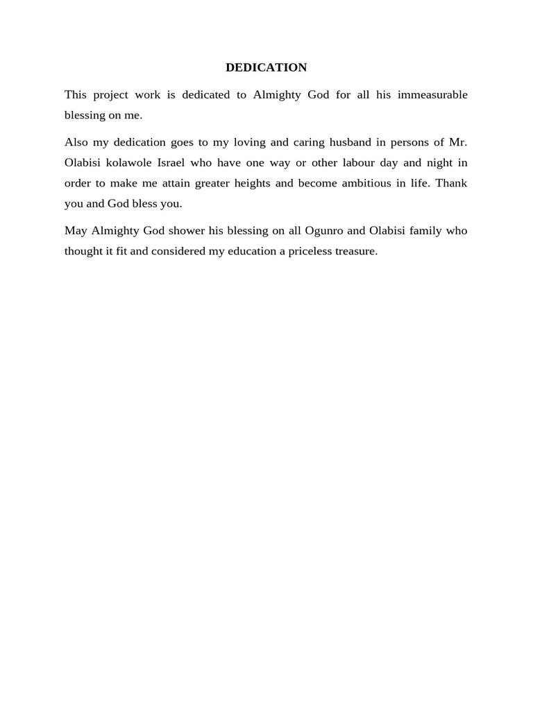 Project Dedication and Acknowledgements | PDF