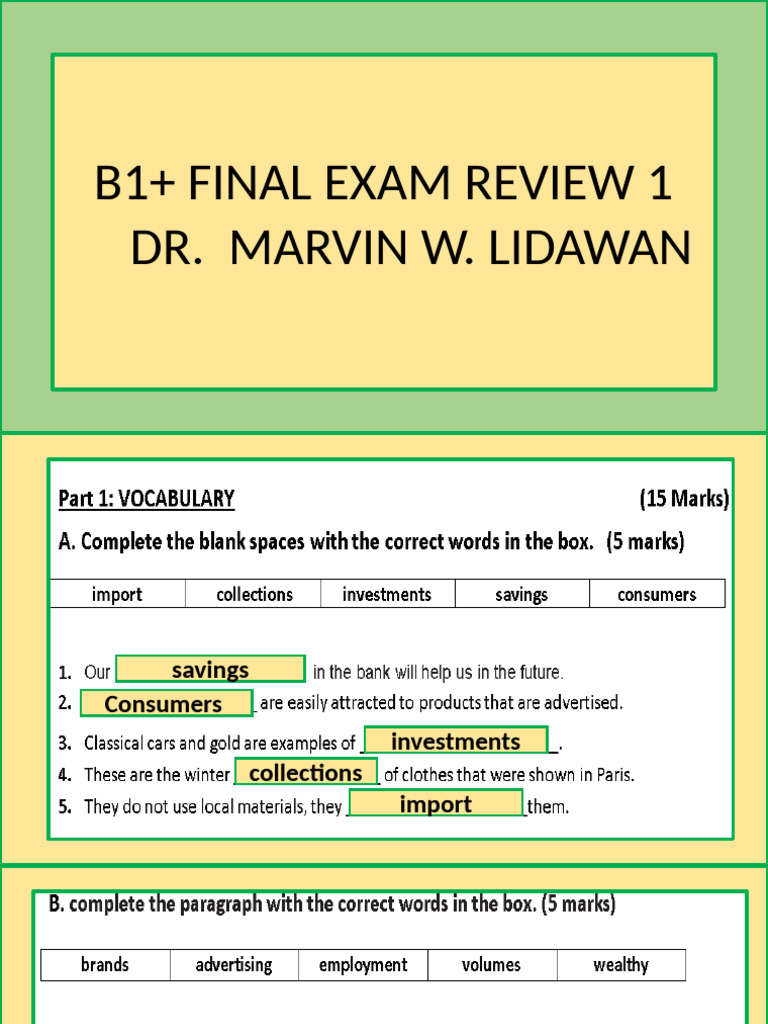 B1+ Exam Review: Economics Concepts | PDF