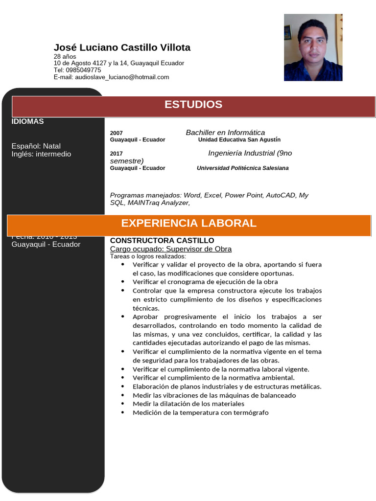 Curriculum Jose Castillo | PDF | Ecuador