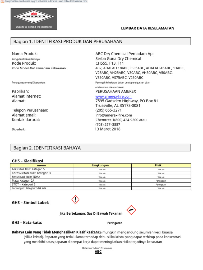 ABC Dry Chemical Powder SDS - En.id | PDF