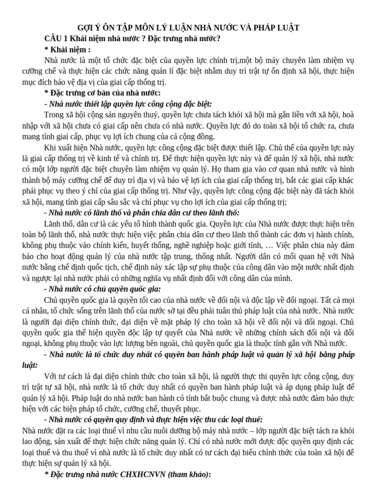 Goi y On Tap Mon Ly Luan NN Va PL | PDF